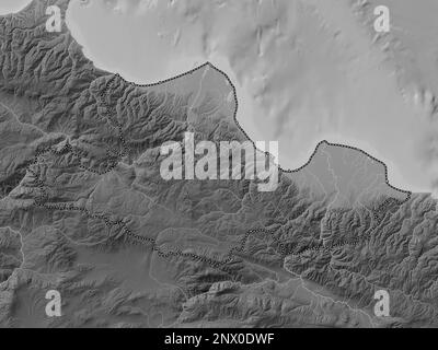 Samsun, province of Turkiye. Grayscale elevation map with lakes and ...