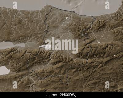 Sakarya, province of Turkiye. Colored elevation map with lakes and ...