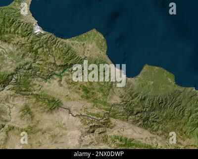 Samsun, province of Turkiye. Low resolution satellite map. Locations of ...