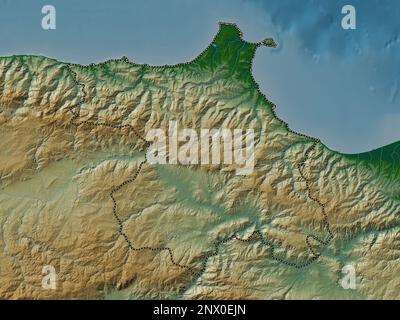 Sinop, province of Turkiye. Colored elevation map with lakes and rivers ...