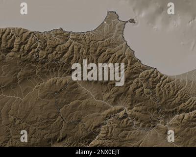 Sinop, province of Turkiye. Colored elevation map with lakes and rivers ...