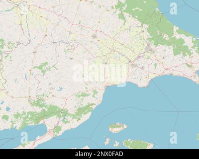 Tekirdag, province of Turkiye. Open Street Map. Locations of major ...