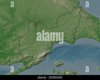 Tekirdag, province of Turkiye. Colored elevation map with lakes and ...