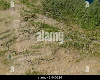 Tokat, province of Turkiye. Low resolution satellite map. Locations and ...