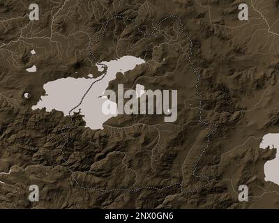 Van, province of Turkiye. Colored elevation map with lakes and rivers ...