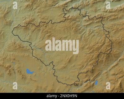 Yozgat, province of Turkiye. Colored elevation map with lakes and ...