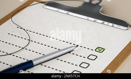Check list or medical file standing on table. 3D illustration Stock ...