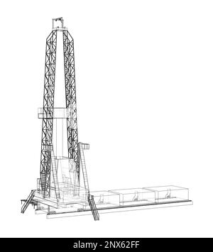 Oil rig. Wire-frame style Stock Photo - Alamy