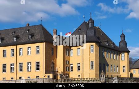 Schloss Dyck - beautiful yellow water castle in Juechen, Germany Stock ...