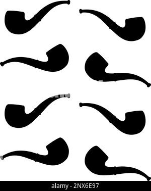 Wooden Smoking Pipe Silhouette Seamless Pattern Isolated on White ...