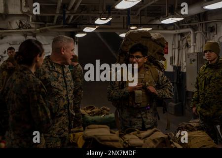 ATLANTIC OCEAN (Feb. 1, 2023) Wasp-class amphibious assault ship USS ...