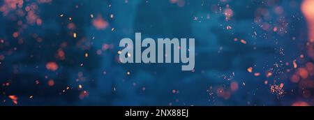 concrete abstract blue background with flying fire particles Stock ...