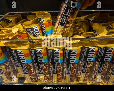 A display of KIND bars in New York on Tuesday, February 28, 2023. KIND ...