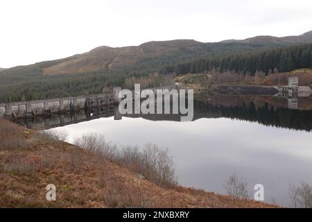 Errochty Dam, a diamond headed buttress dam and Loch Errochty ...