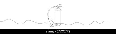 Continuous linear drawing of a fire extinguisher. Single line drawing ...