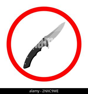 Knife ban sign. Knife forbidden. Dangerous weapon. Red prohibition sign ...