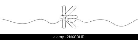 Continuous line drawing of Kip currency symbol. Line art of the Laos ...