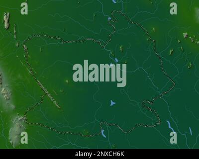 Chai Nat, province of Thailand. Colored elevation map with lakes and ...
