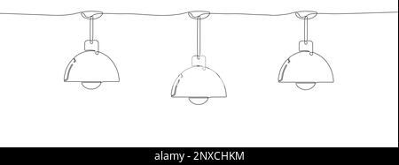 Continuous one line drawing of chandelier. One line drawing of hanging ...