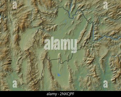 Chiang Rai, province of Thailand. Elevation map colored in sepia tones ...
