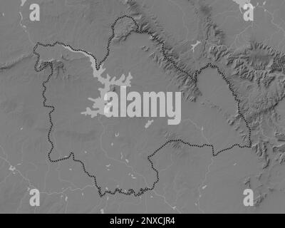 Kalasin, province of Thailand. Grayscale elevation map with lakes and ...