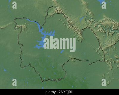 Kalasin, province of Thailand. Elevation map colored in wiki style with ...