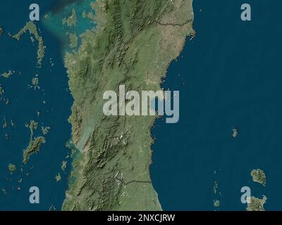 Chumphon, province of Thailand. Low resolution satellite map. Locations ...