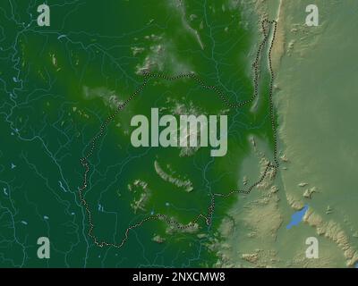 Lop Buri, province of Thailand. Colored elevation map with lakes and ...