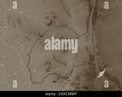 Lop Buri, province of Thailand. Colored elevation map with lakes and ...