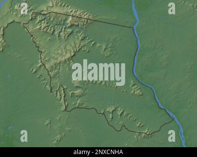 Mukdahan, province of Thailand. Elevation map colored in wiki style ...