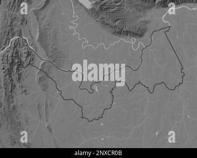 Nong Khai, province of Thailand. Elevation map colored in sepia tones ...