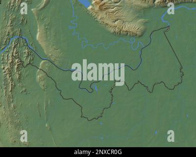 Nong Khai, province of Thailand. Colored elevation map with lakes and ...