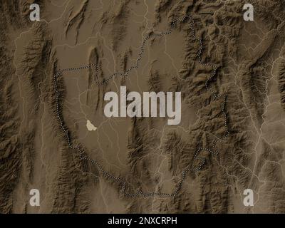 Phayao, province of Thailand. Colored elevation map with lakes and ...