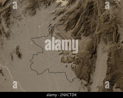 Phitsanulok, province of Thailand. Colored elevation map with lakes and ...