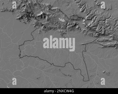 Prachin Buri, province of Thailand. Bilevel elevation map with lakes ...