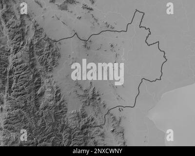 Ratchaburi, province of Thailand. Grayscale elevation map with lakes ...