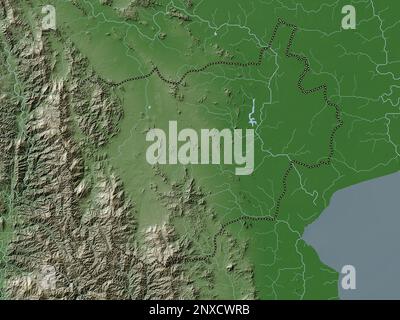 Ratchaburi, province of Thailand. Colored elevation map with lakes and ...