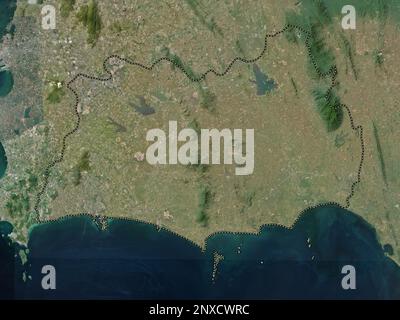 Rayong, province of Thailand. High resolution satellite map. Locations ...