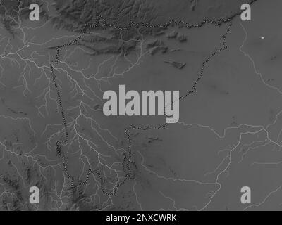 Sa Kaeo, province of Thailand. Grayscale elevation map with lakes and ...