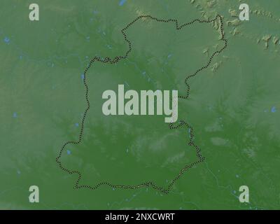 Roi Et, province of Thailand. Colored elevation map with lakes and ...