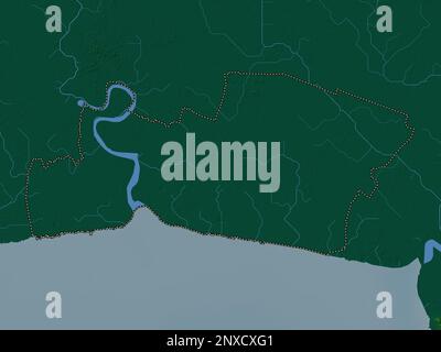 Samut Prakan, province of Thailand. Colored elevation map with lakes ...