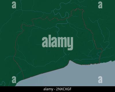 Samut Sakhon, province of Thailand. Colored elevation map with lakes ...
