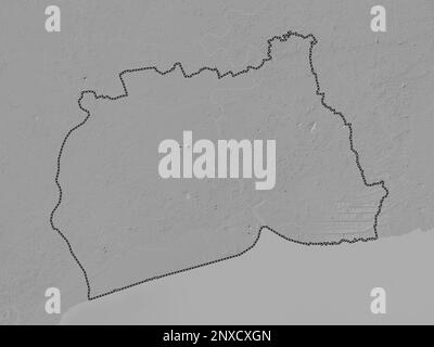 Samut Sakhon, province of Thailand. Grayscale elevation map with lakes ...