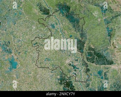 Sing Buri, province of Thailand. High resolution satellite map. Corner ...
