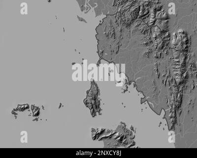 Satun, province of Thailand. Bilevel elevation map with lakes and ...