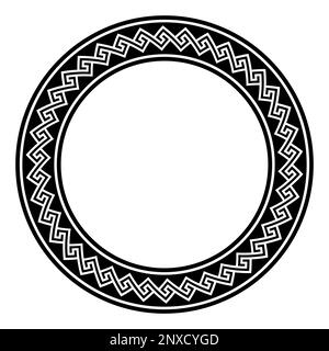 Meander design circle frame with seamless pattern. Golden Meandros, a ...