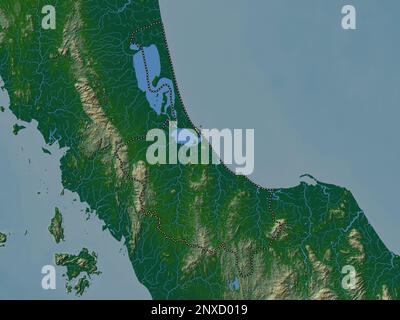 Songkhla, province of Thailand. Elevation map colored in wiki style ...