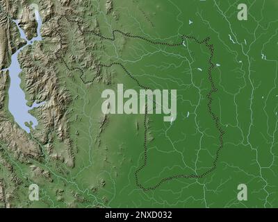 Suphan Buri, province of Thailand. Colored elevation map with lakes and ...