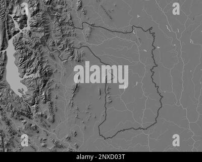 Suphan Buri, province of Thailand. Elevation map colored in sepia tones ...