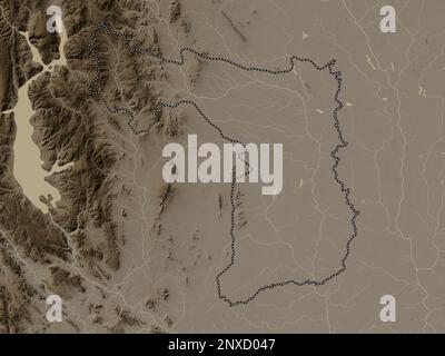 Suphan Buri, province of Thailand. Colored elevation map with lakes and ...